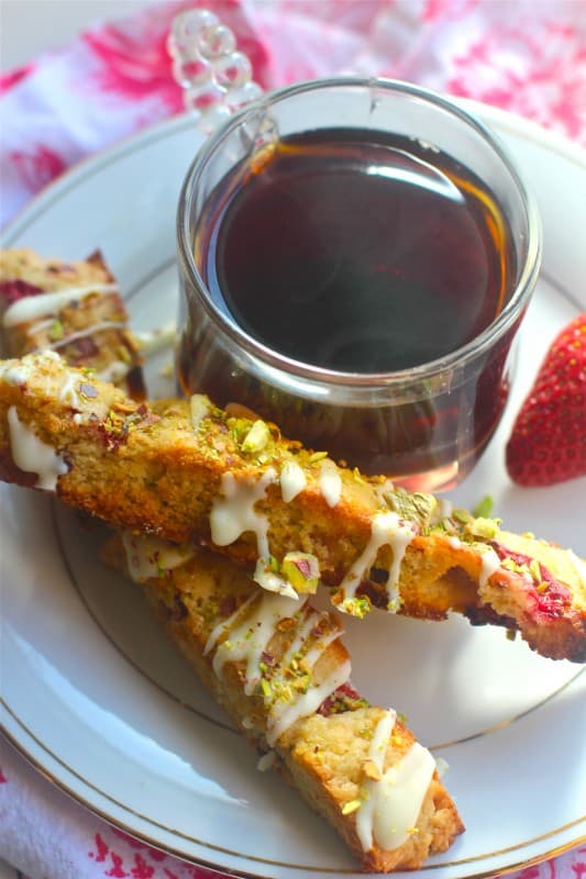Fresh Strawberry Pistachio Biscotti - The Seaside Baker