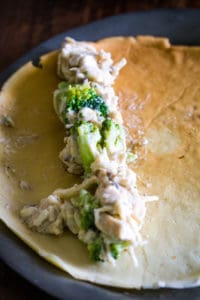 Chicken Broccoli Stuffed Crepe Casserole - The Seaside Baker