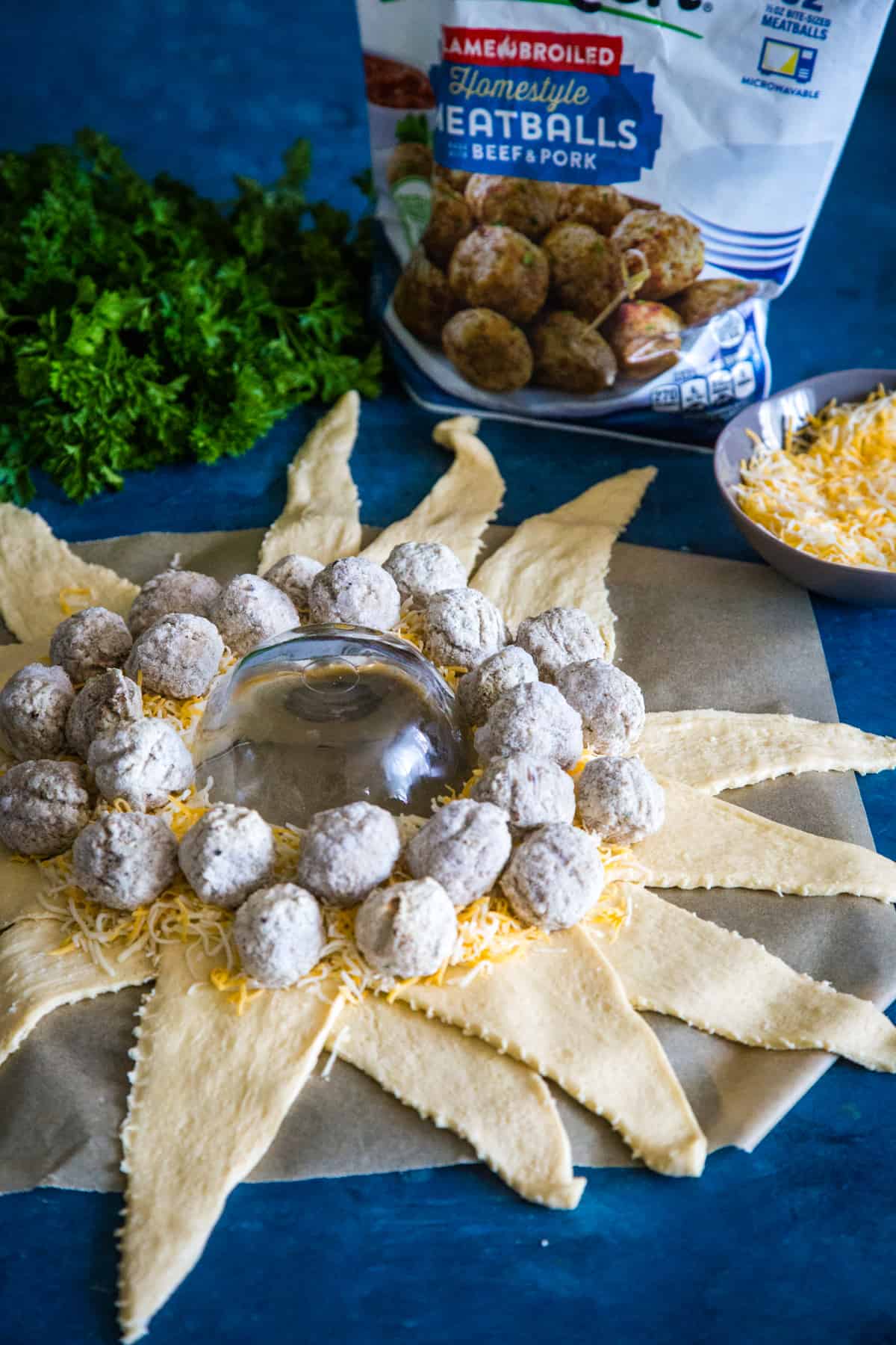 Cheesy Meatball Crescent Ring - The Seaside Baker