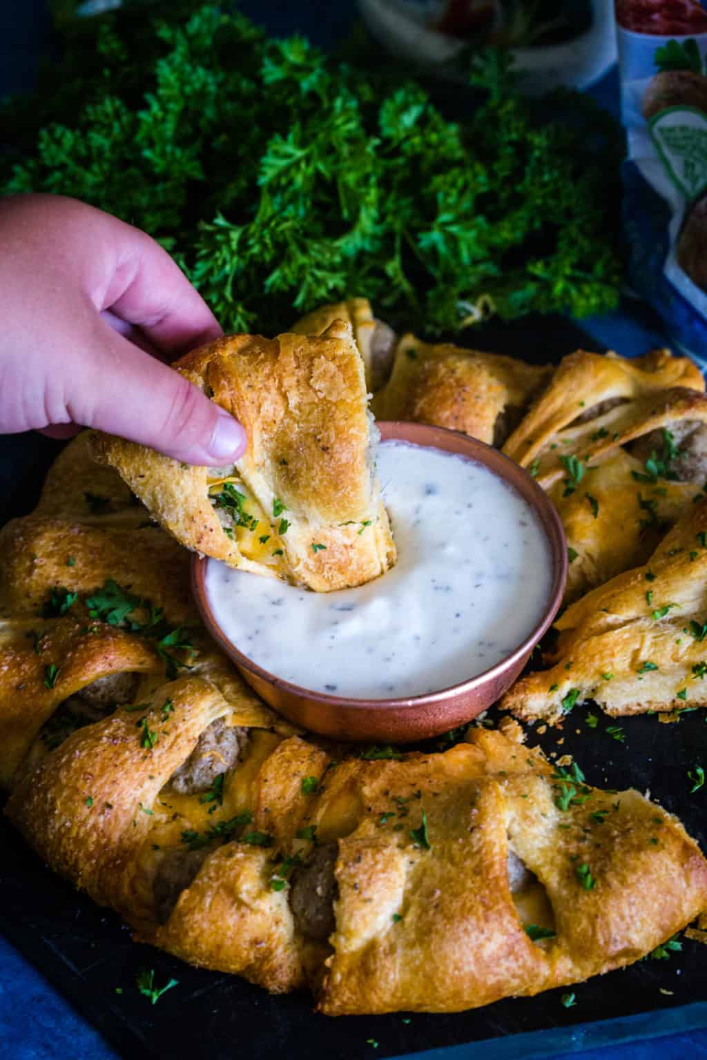 Cheesy Meatball Crescent Ring - The Seaside Baker