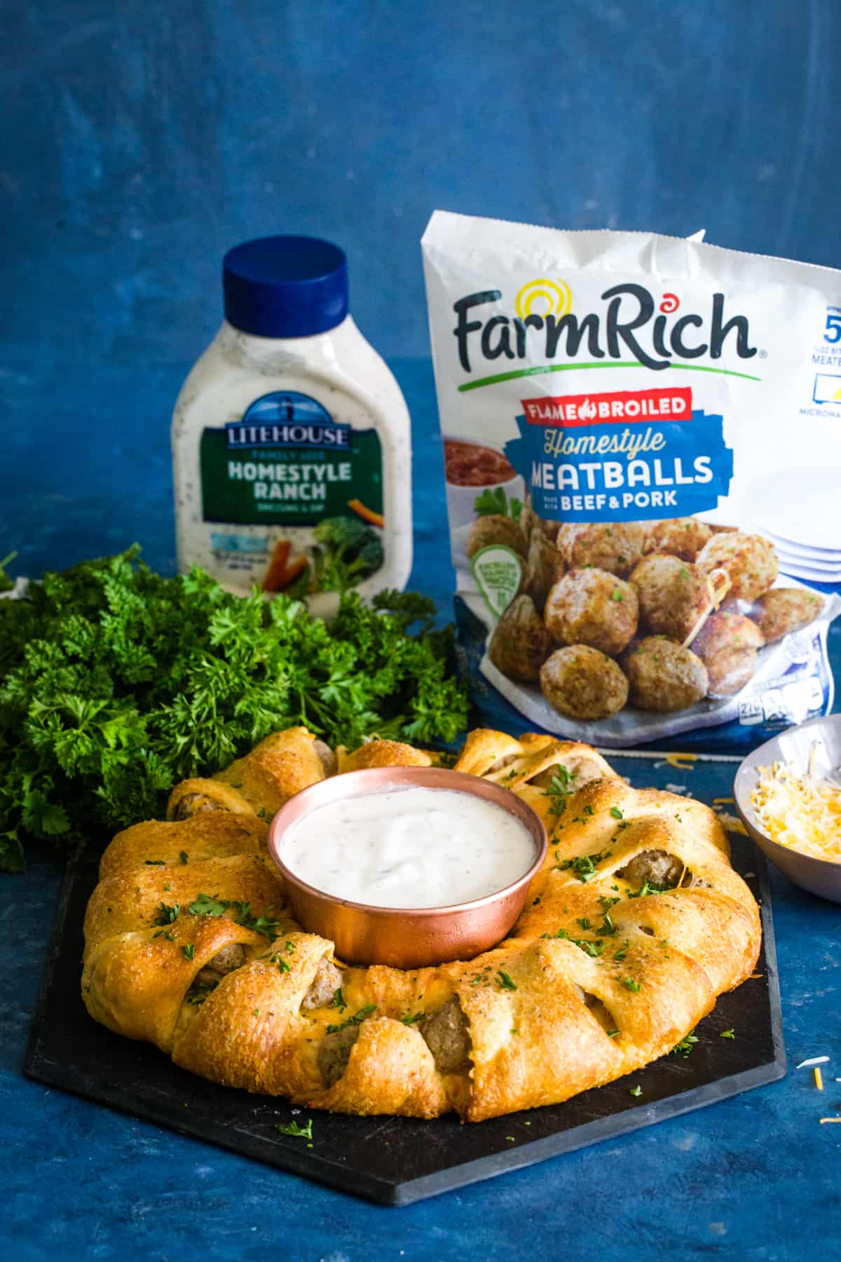 Cheesy Meatball Crescent Ring - The Seaside Baker