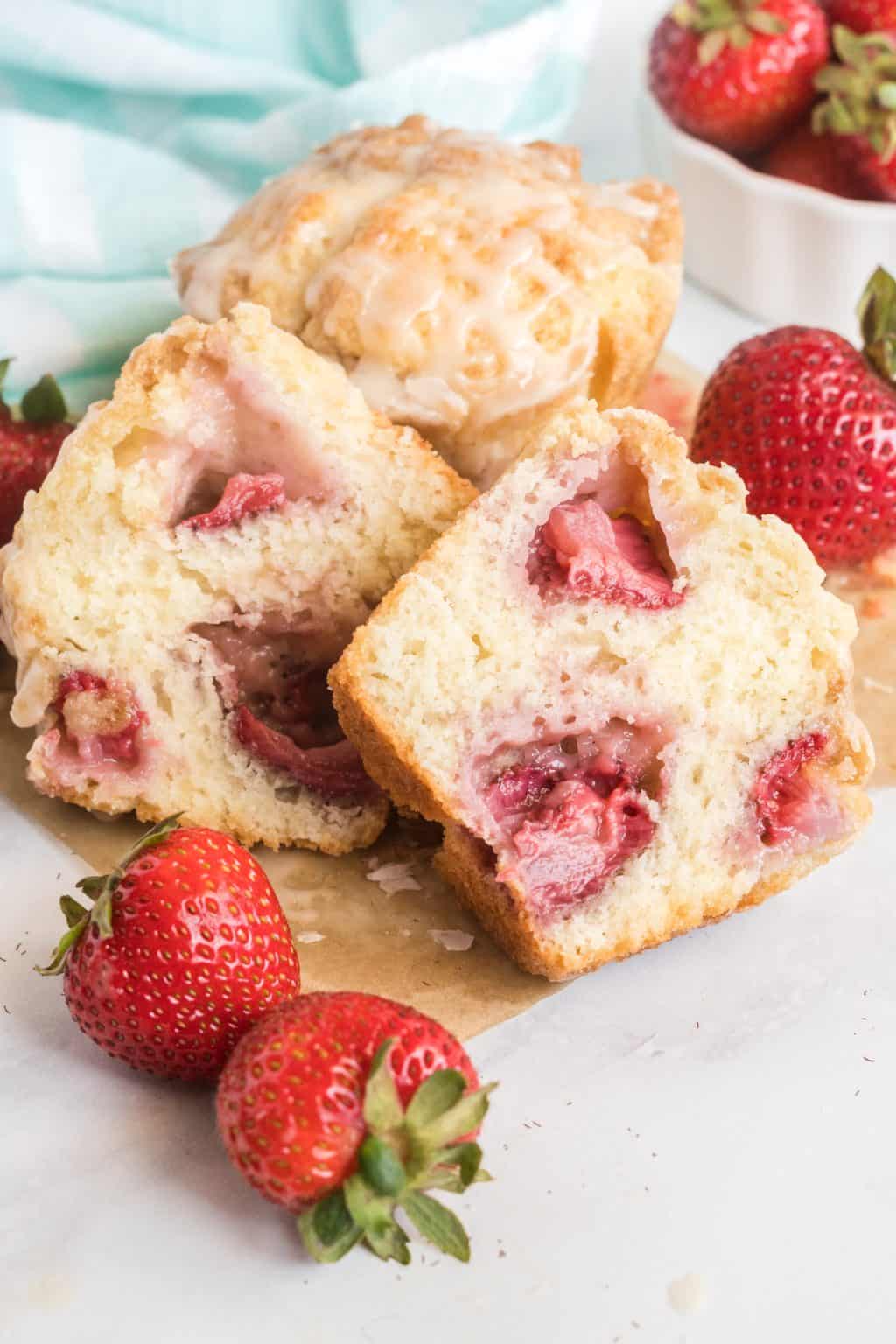 Fresh Strawberry Muffin Recipe - The Seaside Baker