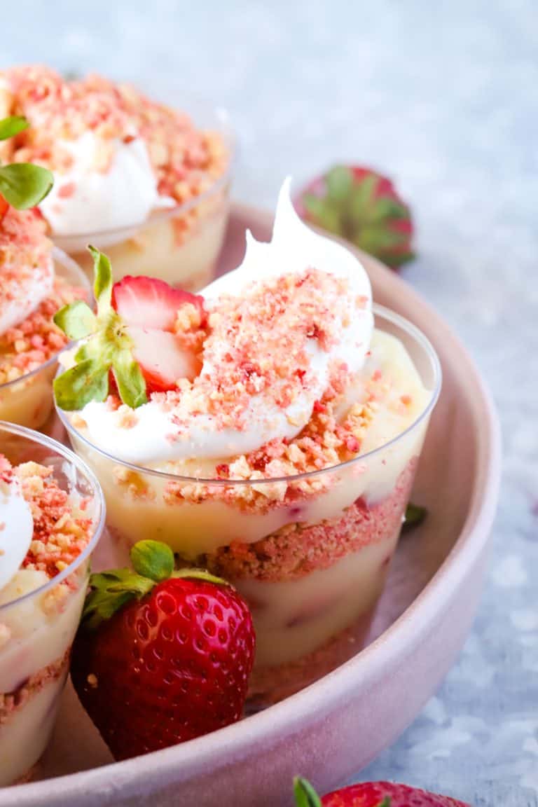 Strawberry Shortcake Pudding Cups - The Seaside Baker
