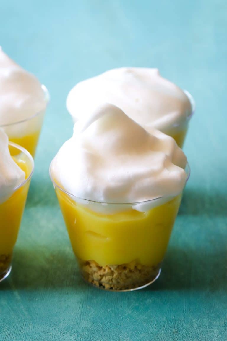 Lemon Meringue Pie Pudding Cups - The Seaside Baker