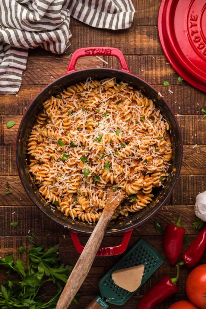 Spicy Fusilli Pasta - The Seaside Baker