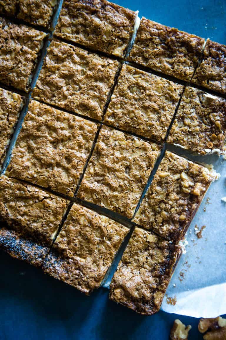 Brown Sugar Walnut Shortbread Bars - The Seaside Baker