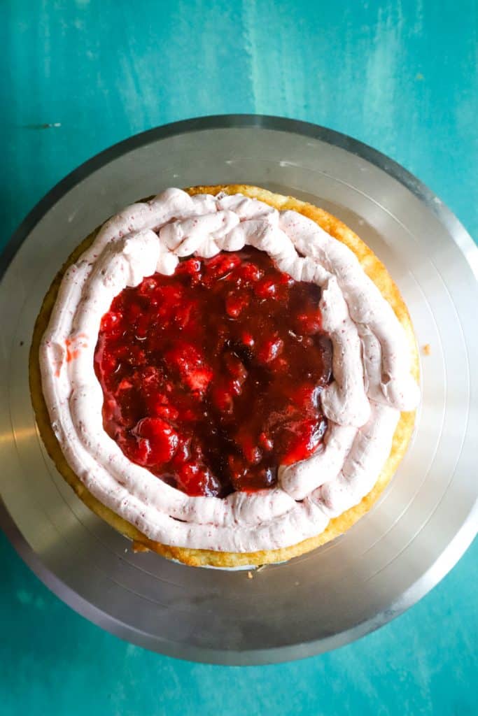 Vanilla Layer Cake with Fresh Strawberry Filling - The Seaside Baker