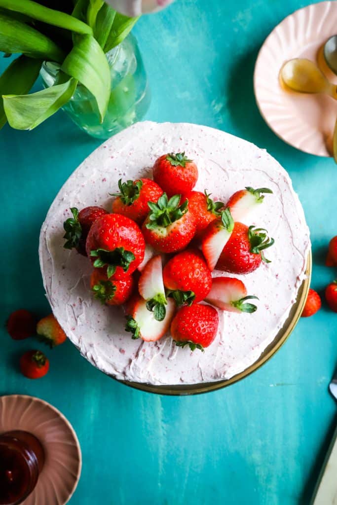 Vanilla Layer Cake with Fresh Strawberry Filling - The Seaside Baker