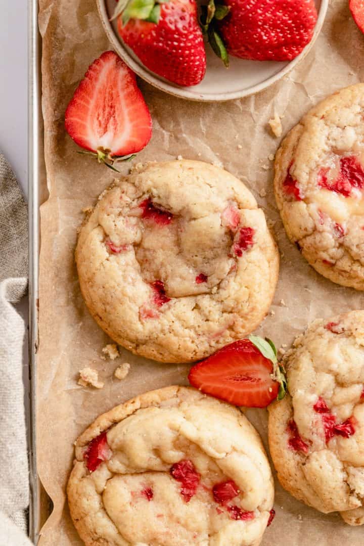 Easy Strawberry Cheesecake Stuffed Cookies - The Seaside Baker