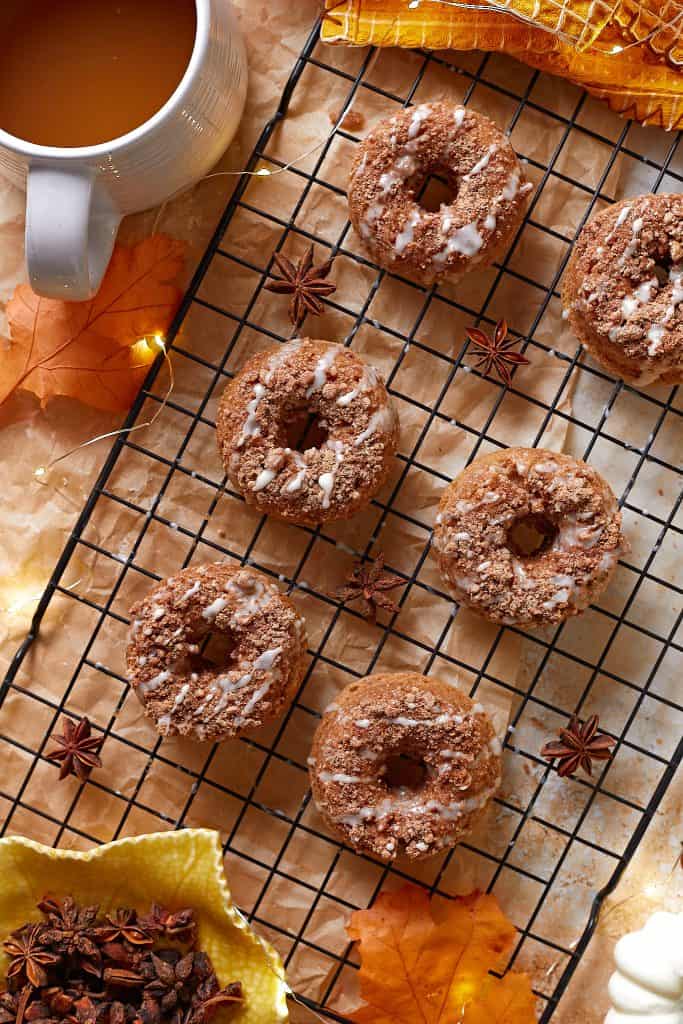 Easy Cinnamon Roll Baked Donuts - The Seaside Baker